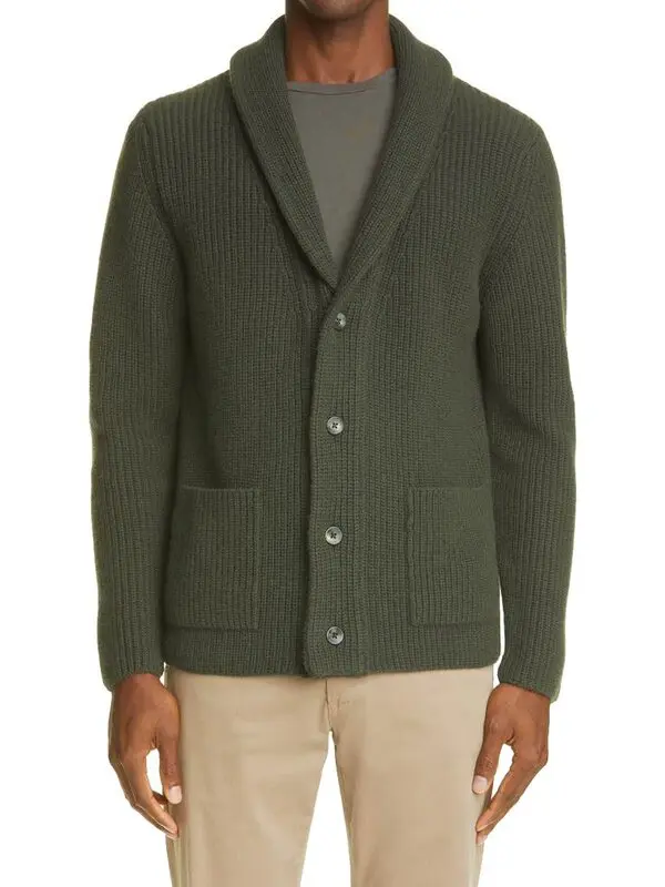 Boglioli Rib Wool Cardigan - Olive