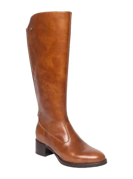 NEROGIARDINI Burnished Leather Knee High Boot - Cognac