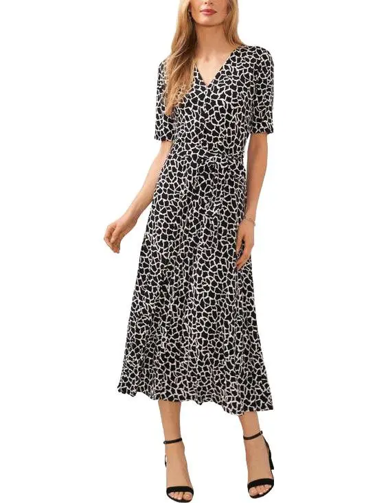 Chaus V-neck Tie Waist Knit Dress - Carnation