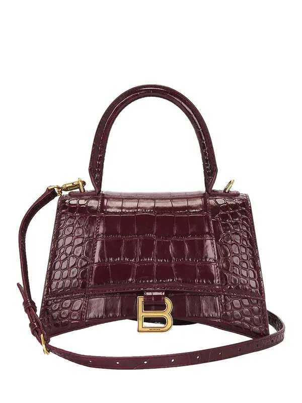 Balenciaga Small Hourglass Top Handle Bag - Dark Red
