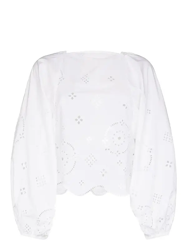 GANNI Broderie Anglaise Blouse - White