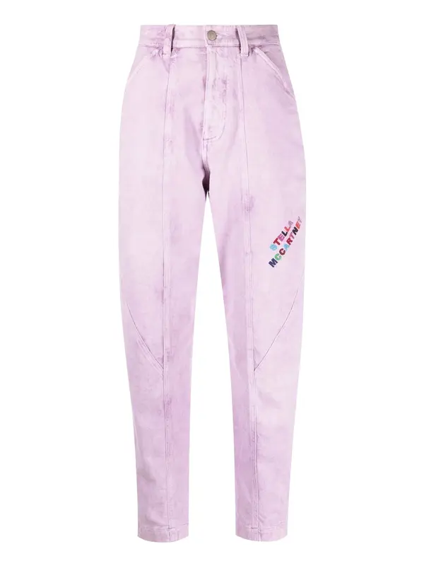 Stella McCartney Logo-embroidered Tapered Jeans - Purple