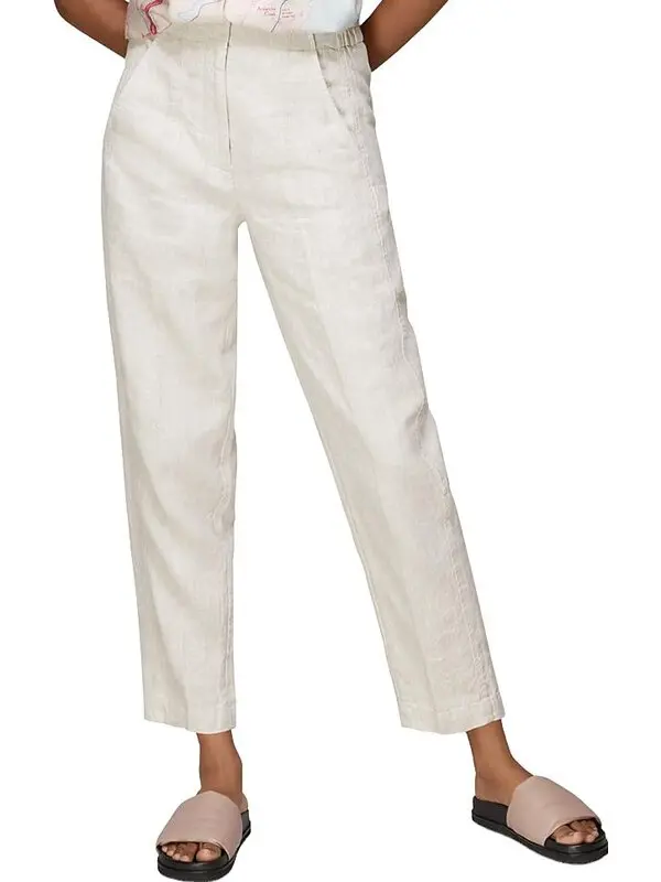 Whistles Linen Barrel Leg Trousers - Oatmeal