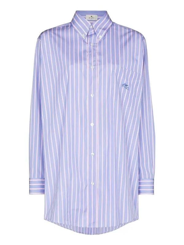 Etro Oversize Pinstripe Shirt - Blue