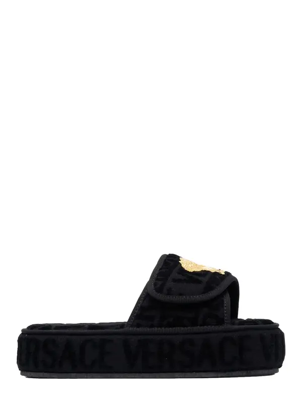 Versace Allover Slippers - Black