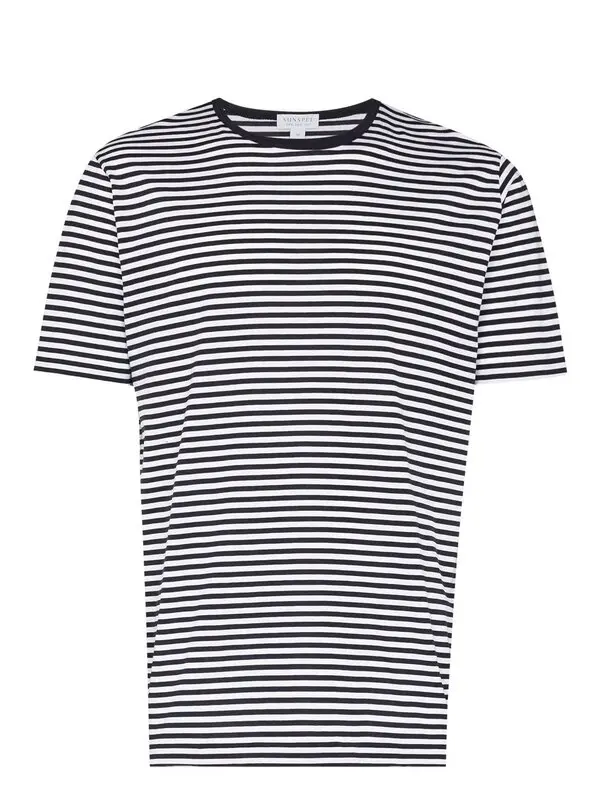 Sunspel Striped Cotton T-shirt - White