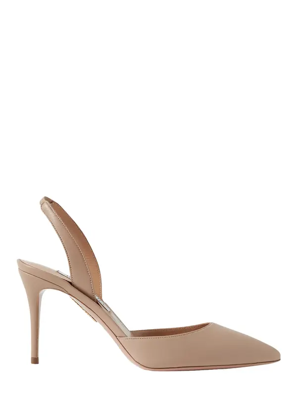 AQUAZZURA So Nude 85 Leather Slingback Pumps - Neutrals