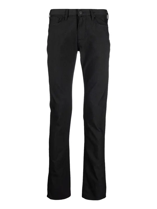 Emporio Armani Logo-plaque Slim-fit Trousers - Black
