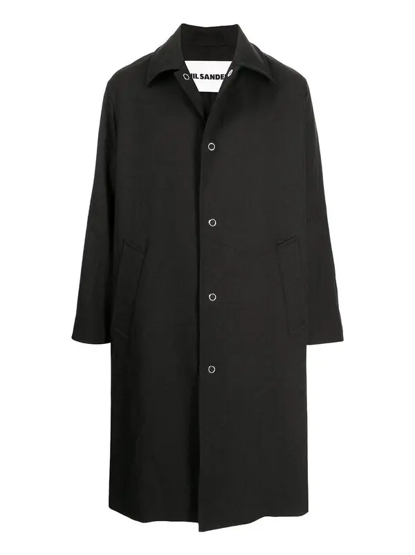 JIL SANDER Snap-button Parka Coat - Black