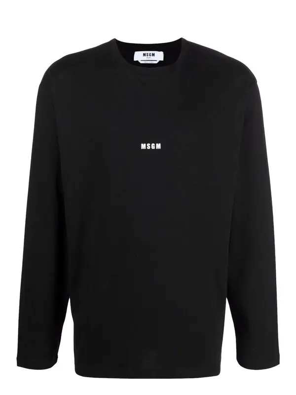 MSGM Logo-print Longsleeved T-shirt - Black