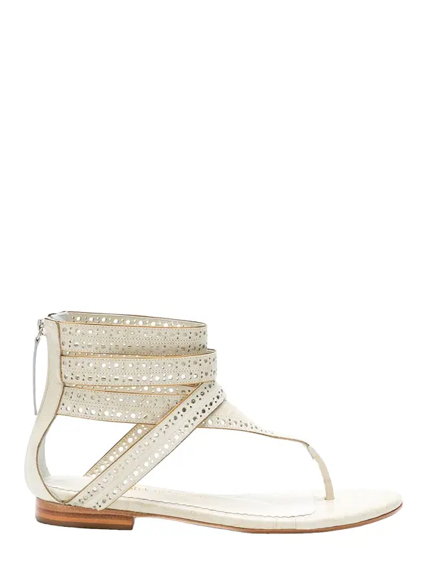 STUDIO CHOFAKIAN Lis Leather Flat Sandals - White