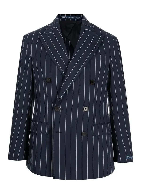Polo Ralph Lauren Pinstriped Double-breasted Blazer - Blue