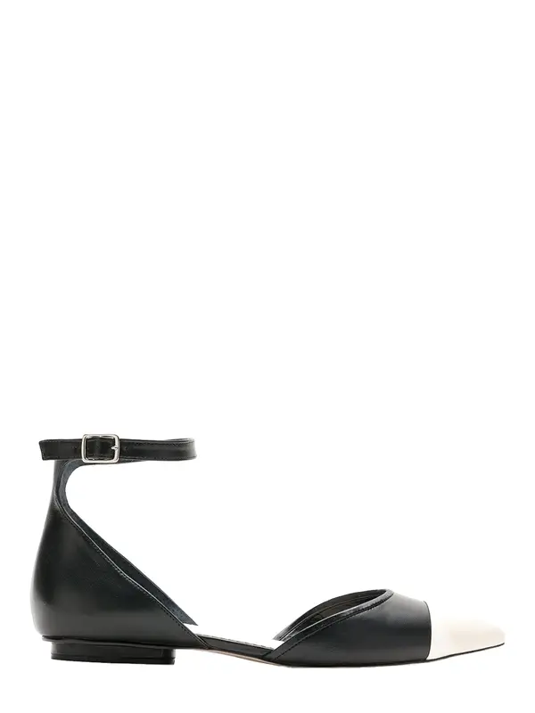 STUDIO CHOFAKIAN Cisne Flat Leather Sandals - Black