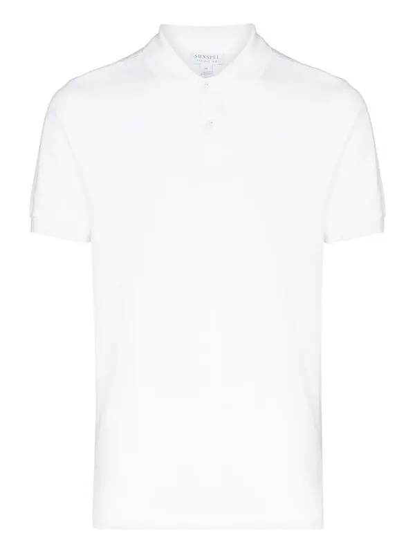 Sunspel Short Sleeve Polo Top - White