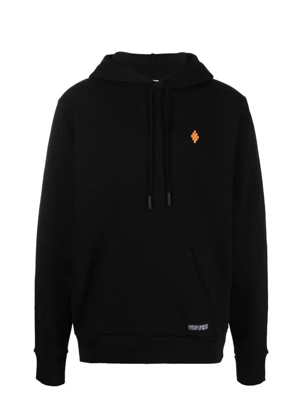 COUNTY OF MILAN Cotton Cross Motif Hoodie - Black