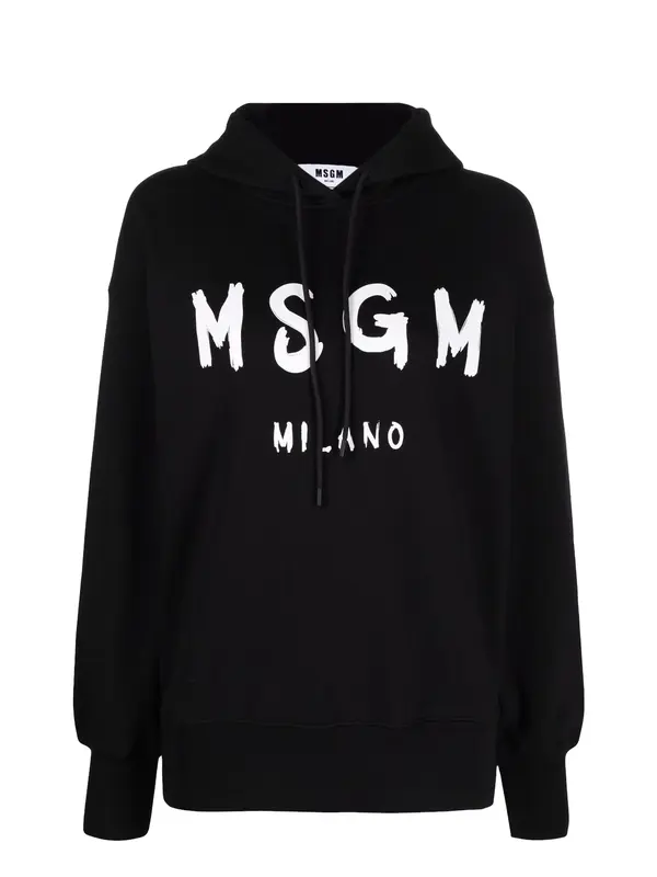 MSGM Logo-print Cotton Hoodie - Black