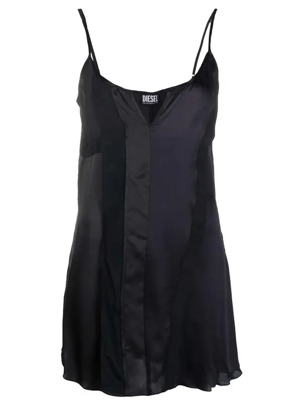 DIESEL Panelled Satin Slip Dress - Black
