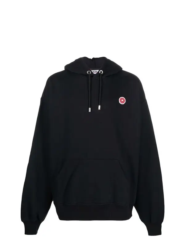 Gcds Logo-patch Cotton Hoodie - Black