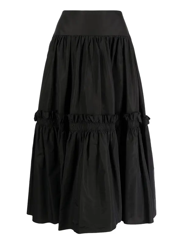 Alex Perry Ruffled Silk Midi Skirt - Black