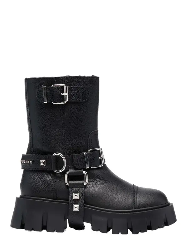 Philipp Plein Studded Biker Boots - Black