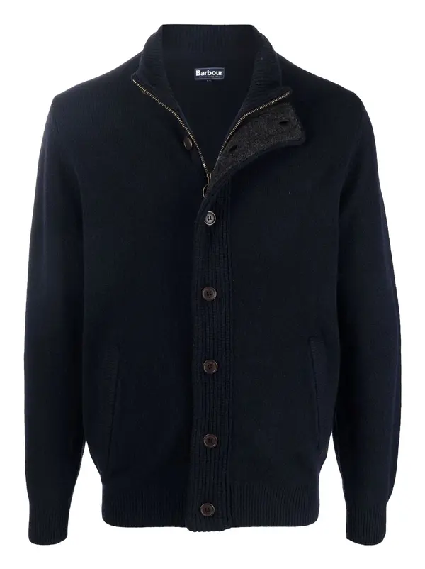 Barbour High-neck Wool Cardigan - Blue