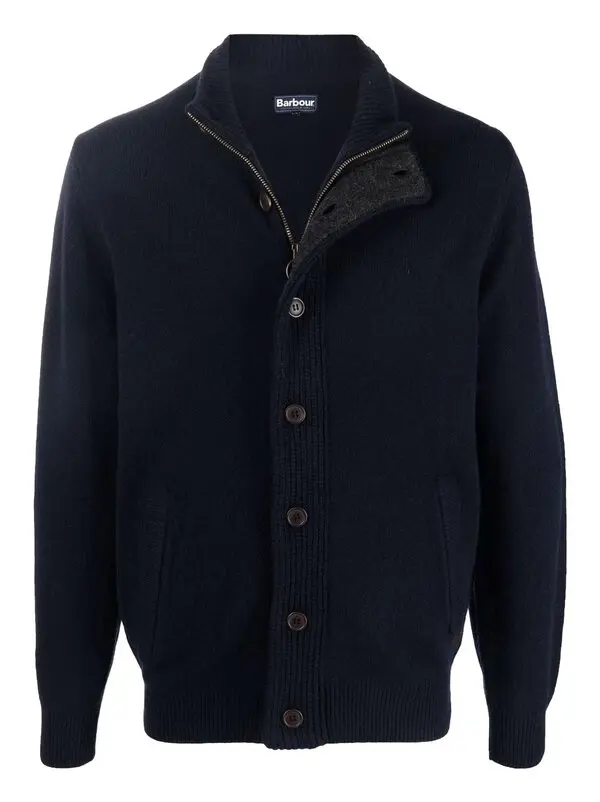 Barbour High-neck Wool Cardigan - Blue