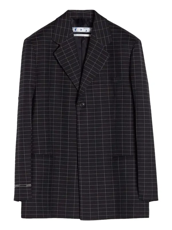 Off-White Check-pattern Single-breasted Blazer - Black