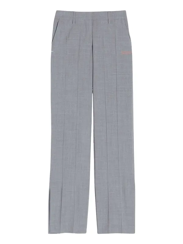 Off-White Pressed-crease Straight-leg Trousers - Grey