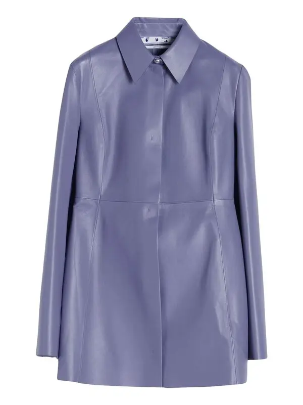 Off-White Leather Collared Shirt - Grey
