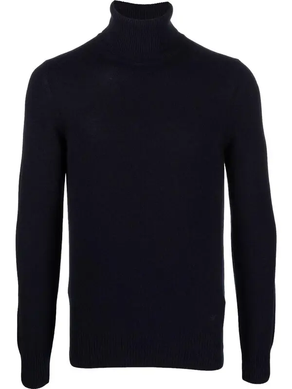 Emporio Armani Roll-neck Knitted Jumper - Blue