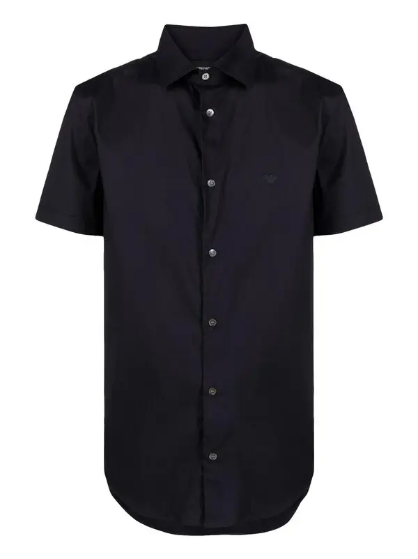 Emporio Armani Logo-embroidered Short-sleeved Shirt - Blue