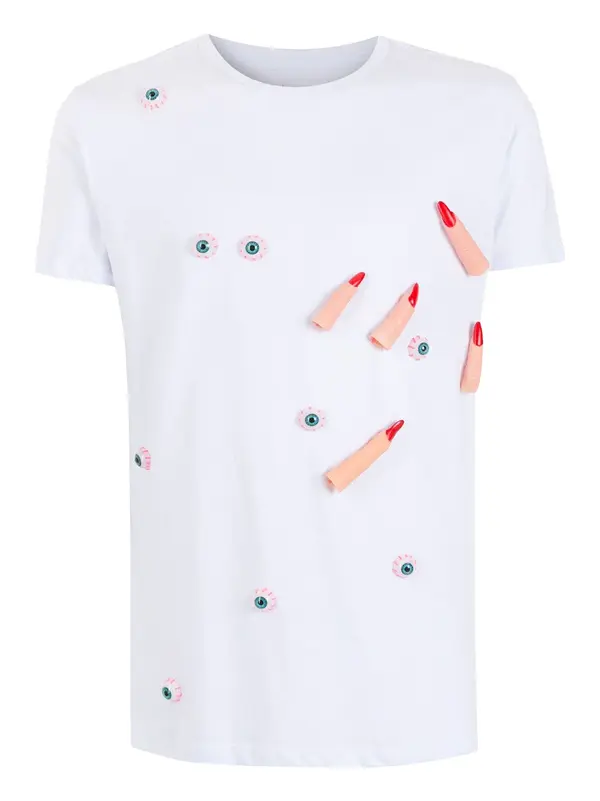 AMIR SLAMA Appliqué-detail T-shirt - White