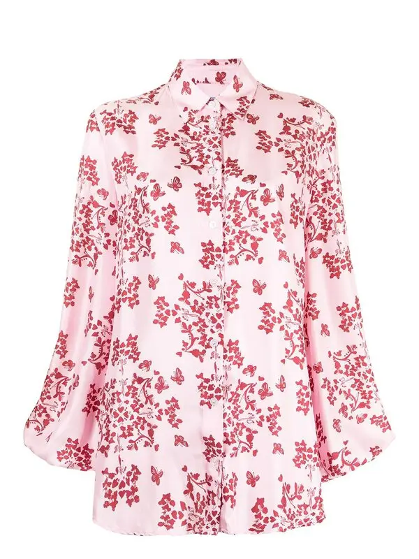 MACGRAW Story Printed Silk Blouse - Pink