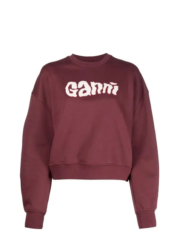 GANNI Logo-print Balloon-sleeved Sweatshirt - Red