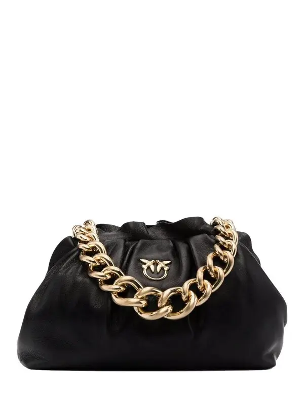 Pinko Chain Leather Clutch - Black