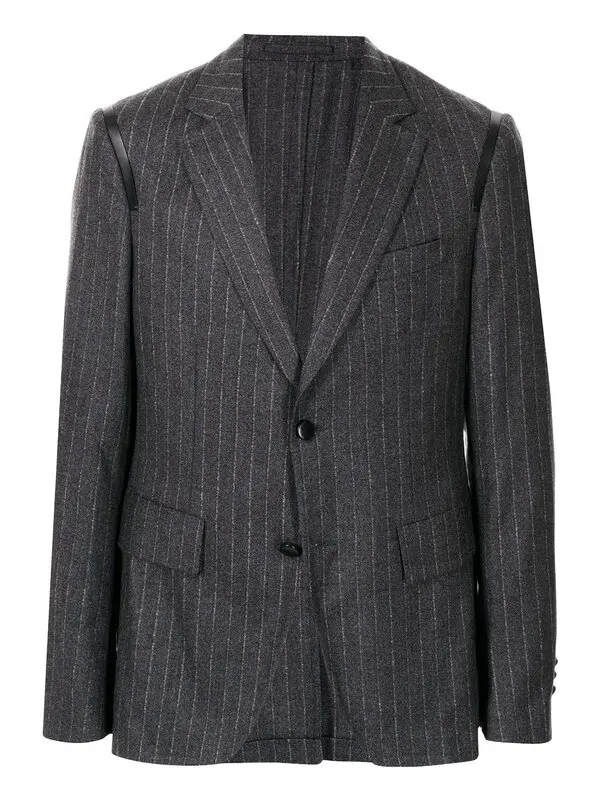 FERRAGAMO Leather-trim Suit Jacket - Grey