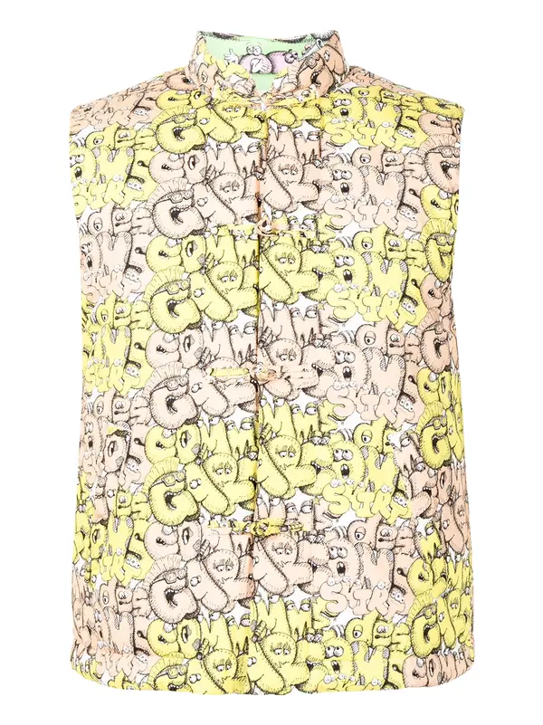 Comme Des Garçons Logo-print Padded Gilet - Yellow