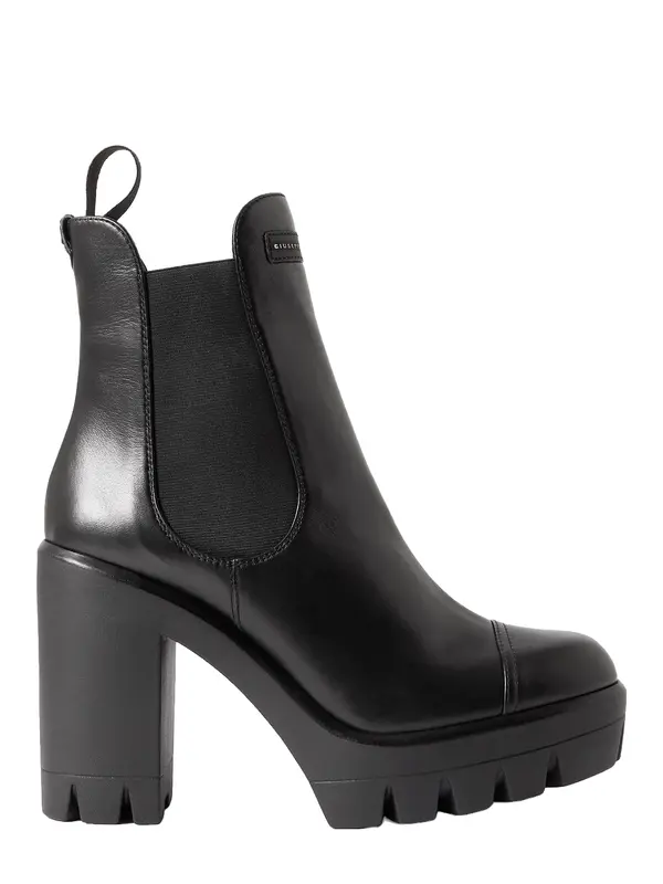 GIUSEPPE ZANOTTI Leather Platform Chelsea Boots - Black