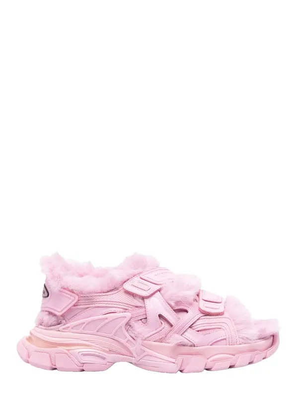 Balenciaga Faux-fur Track Sandals - Pink