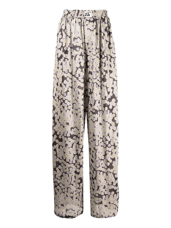 Natasha Zinko Daisy-print Wide-leg Trousers - Black