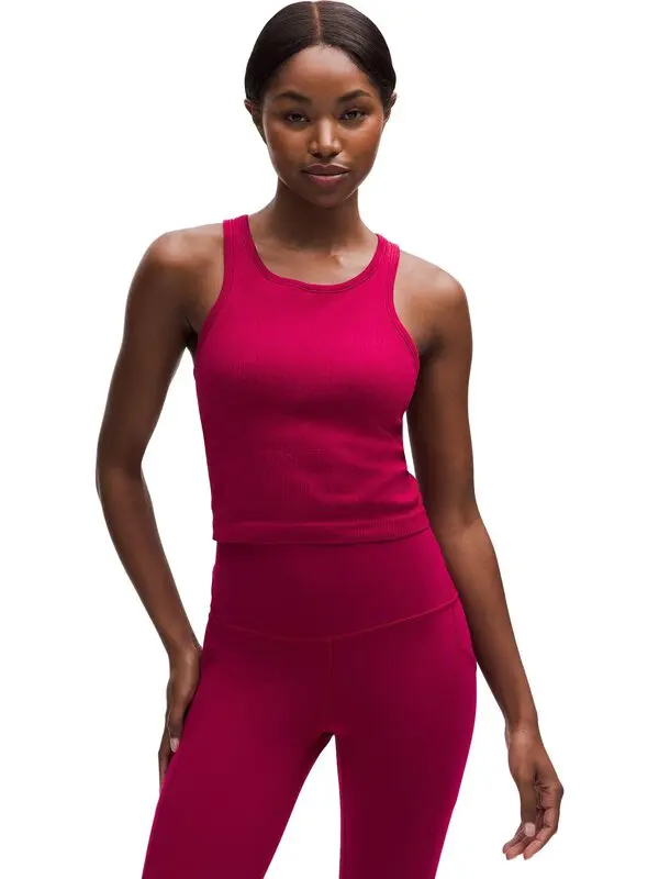 Lululemon Ebb To Street Cropped Racerback Tank Top - Berry Rumble