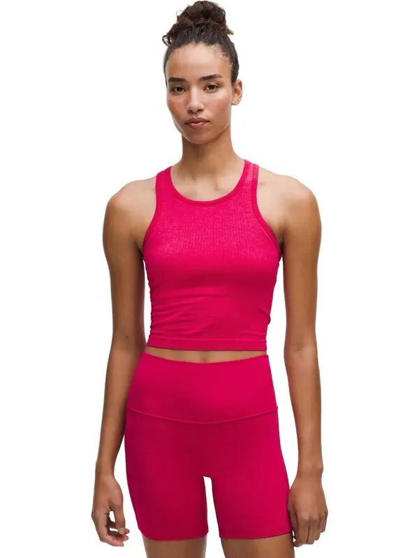 Lululemon Ebb To Street Cropped Racerback Tank Top - Pink Dragonfruit
