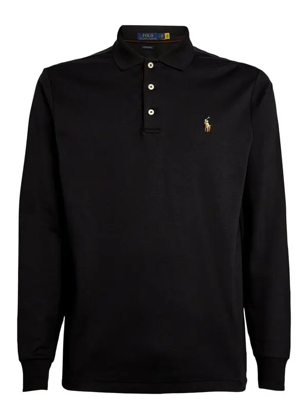 Polo Ralph Lauren Pima Cotton Long-sleeve Polo Shirt - Black