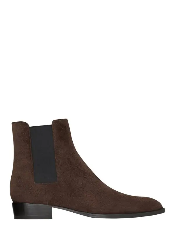 Saint Laurent Suede Wyatt Chelsea Boots - Burgundy