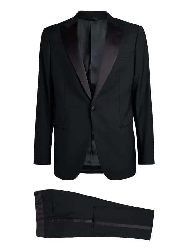 Giorgio Armani Silk-trimmed Tuxedo Suit - Blue