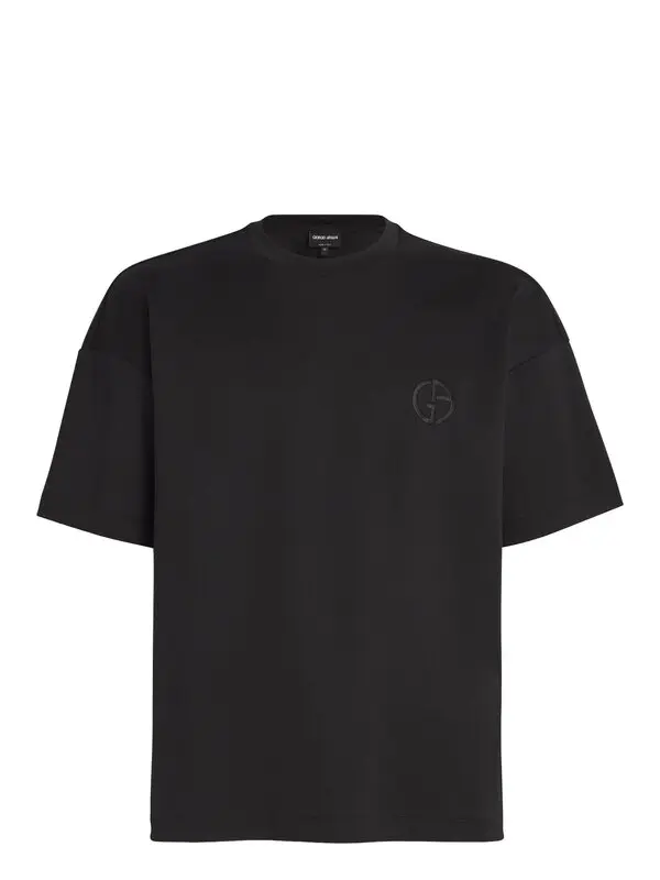 Giorgio Armani Embroidered Logo T-shirt - Black