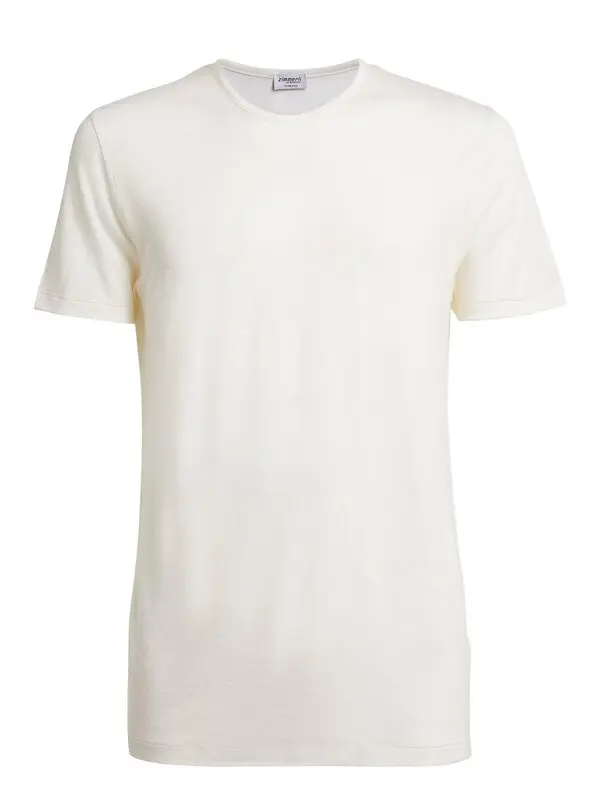 Zimmerli Wool And Silk Short Sleeve Top - Ivory