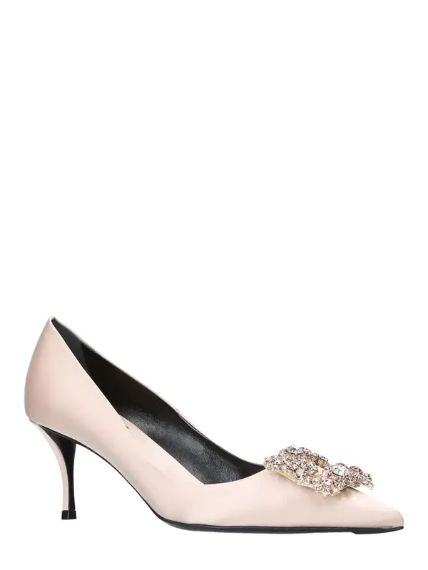 ROGER VIVIER Satin Flower Strass Pumps 65 - Pink