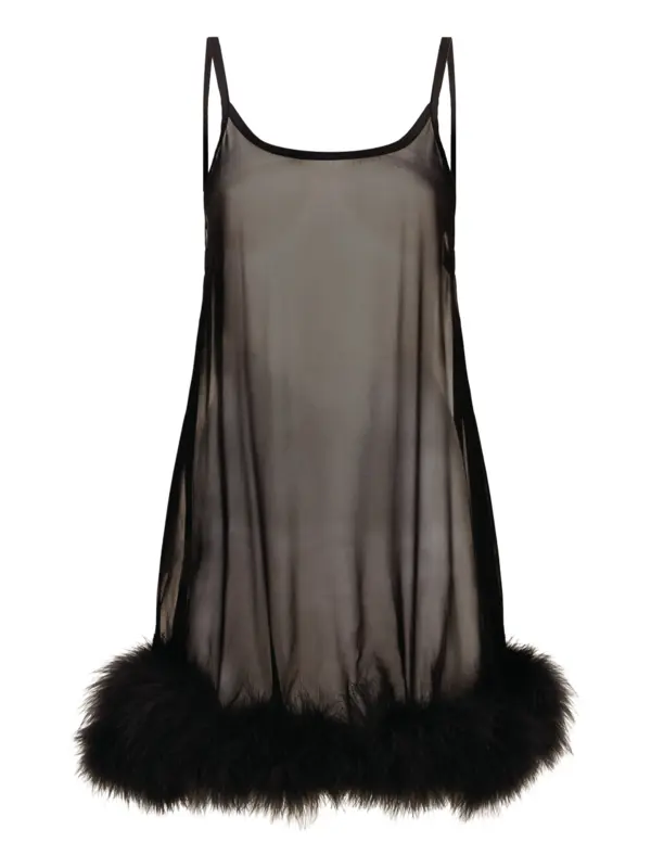 GILDA & PEARL Diana Marabou Babydoll - Black