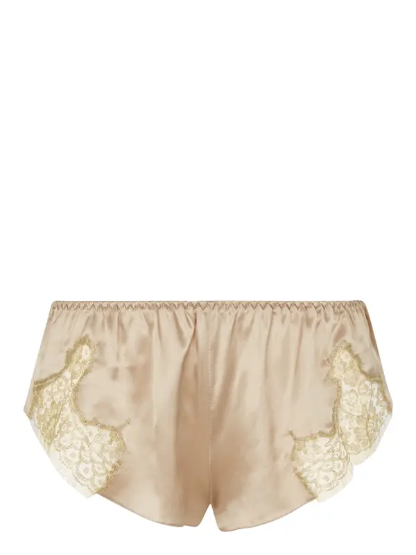 GILDA & PEARL Satin Lace Shorts - Beige